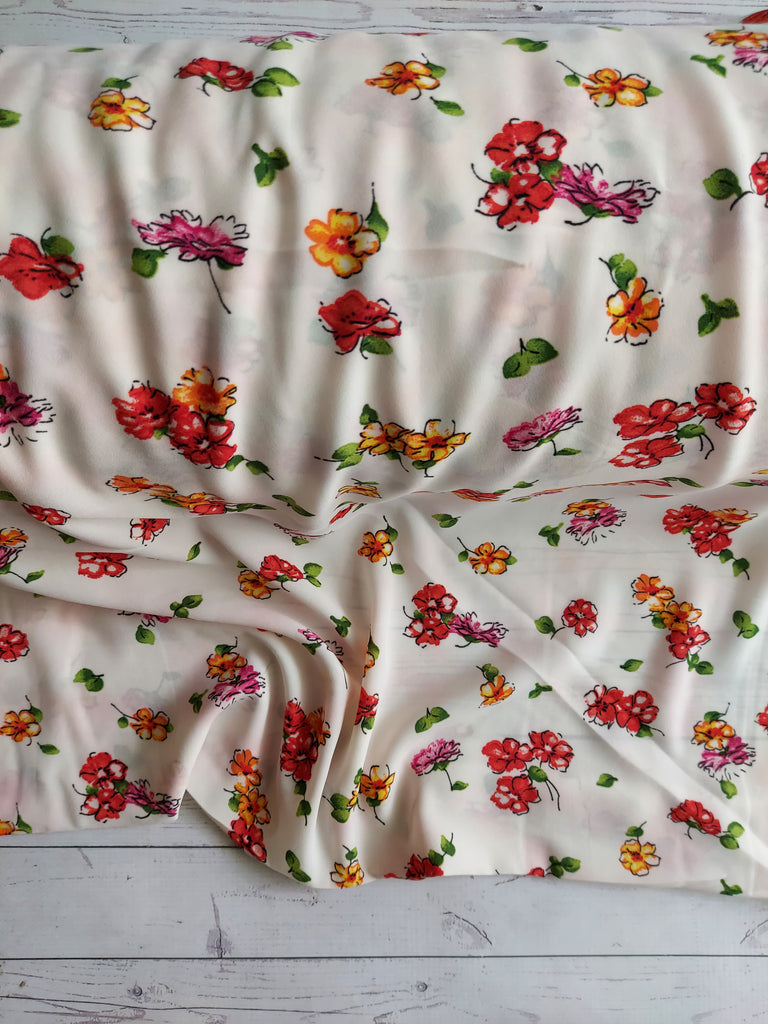Ivory & Bright Floral Georgette {by the half yard} – Alyssa May Design