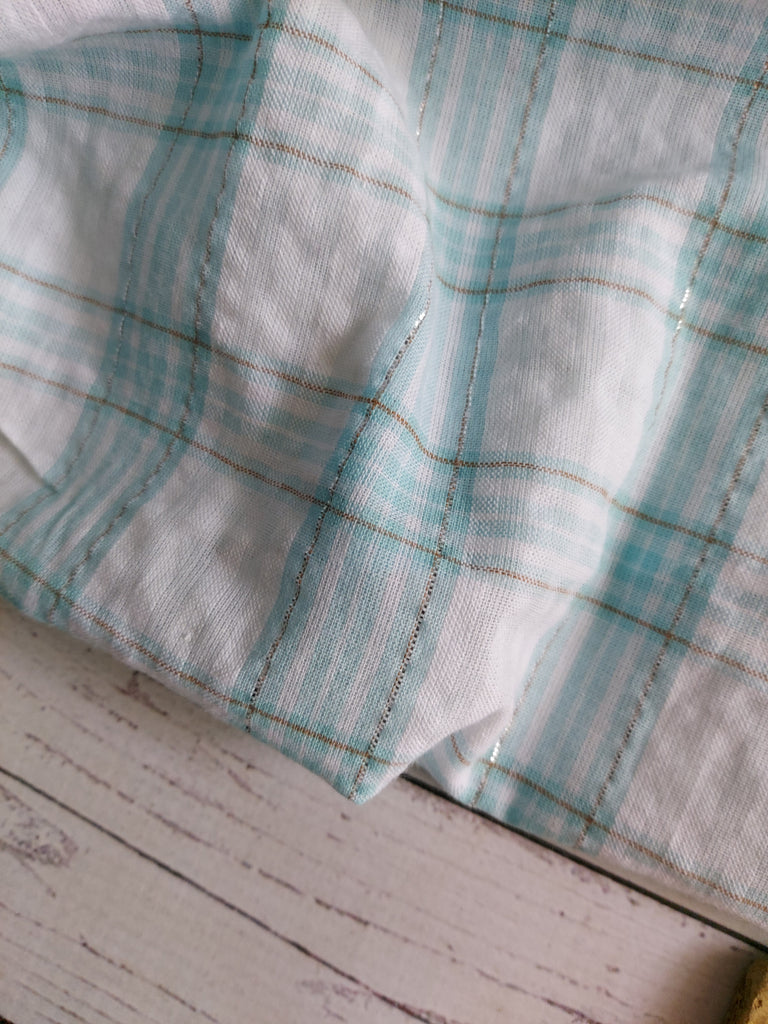 Light Aqua & White Lurex Plaid Cotton {by the half yard} – Alyssa May ...