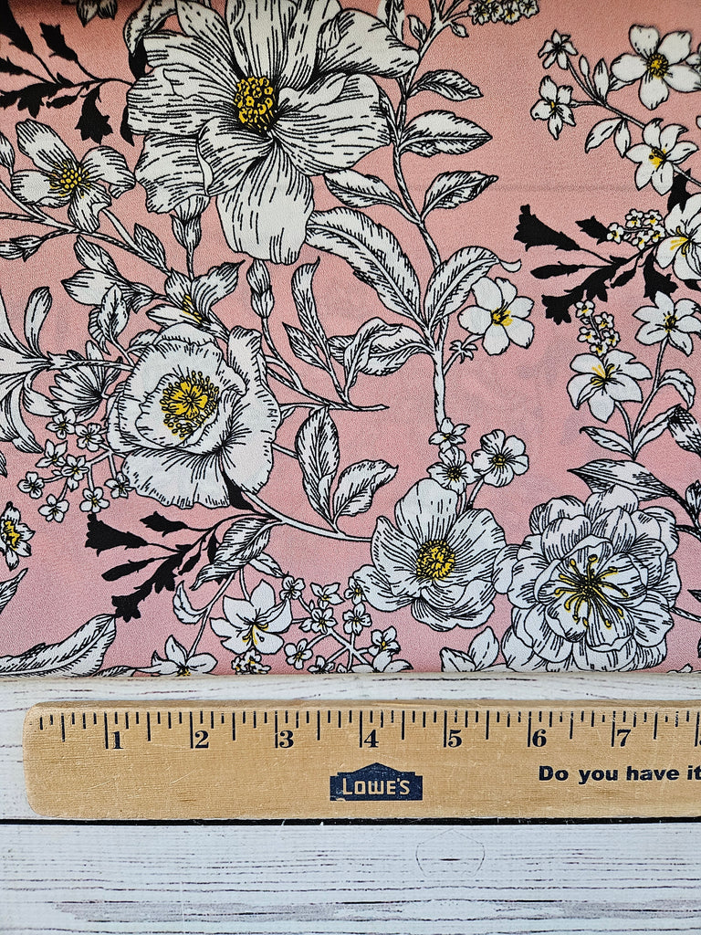 Pink Line Drawn Floral {by the half yard} – Alyssa May Design