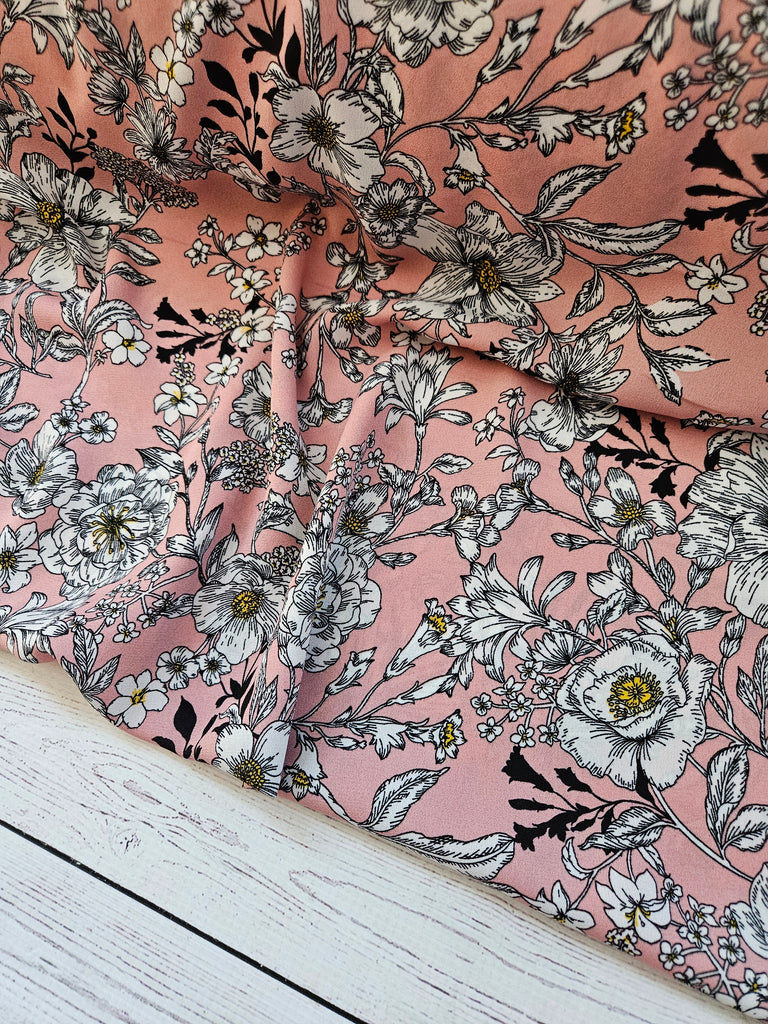 Pink Line Drawn Floral {by the half yard} – Alyssa May Design