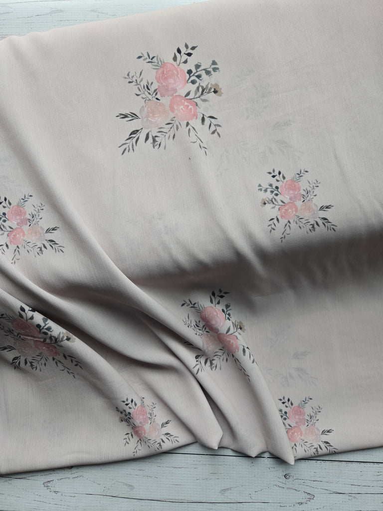 Exclusive Design- Light Beige Watercolor Floral Crinkle Georgette {by ...