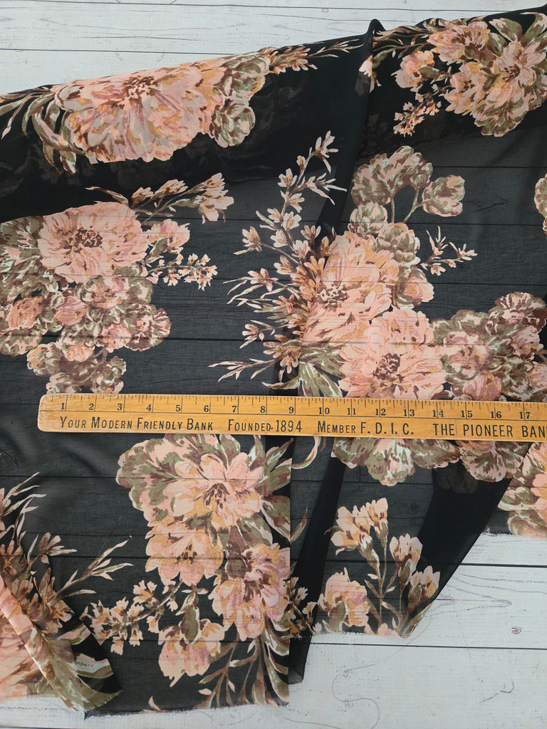 Black Large Floral Chiffon {by the half yard} – Alyssa May Design