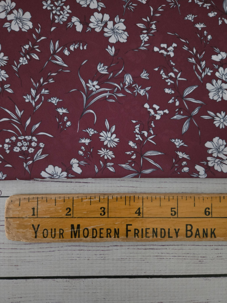 Burgundy & White Floral {by the half yard} – Alyssa May Design