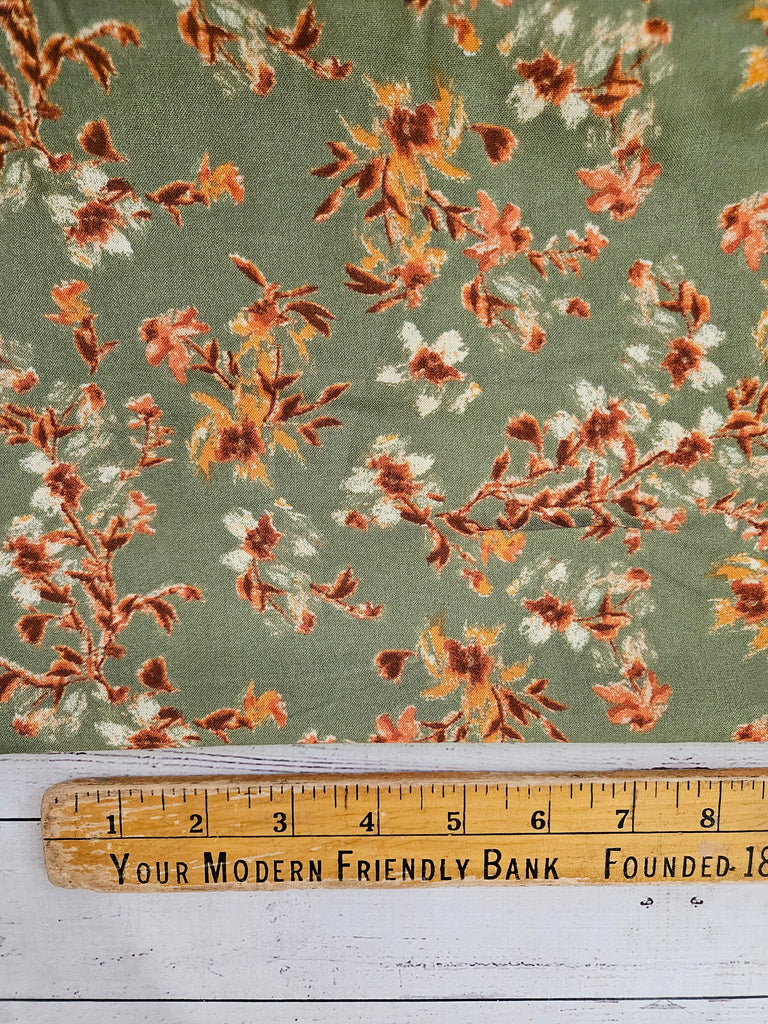 Light Olive & Rust Floral Rayon Challis {by the half yard} – Alyssa May ...