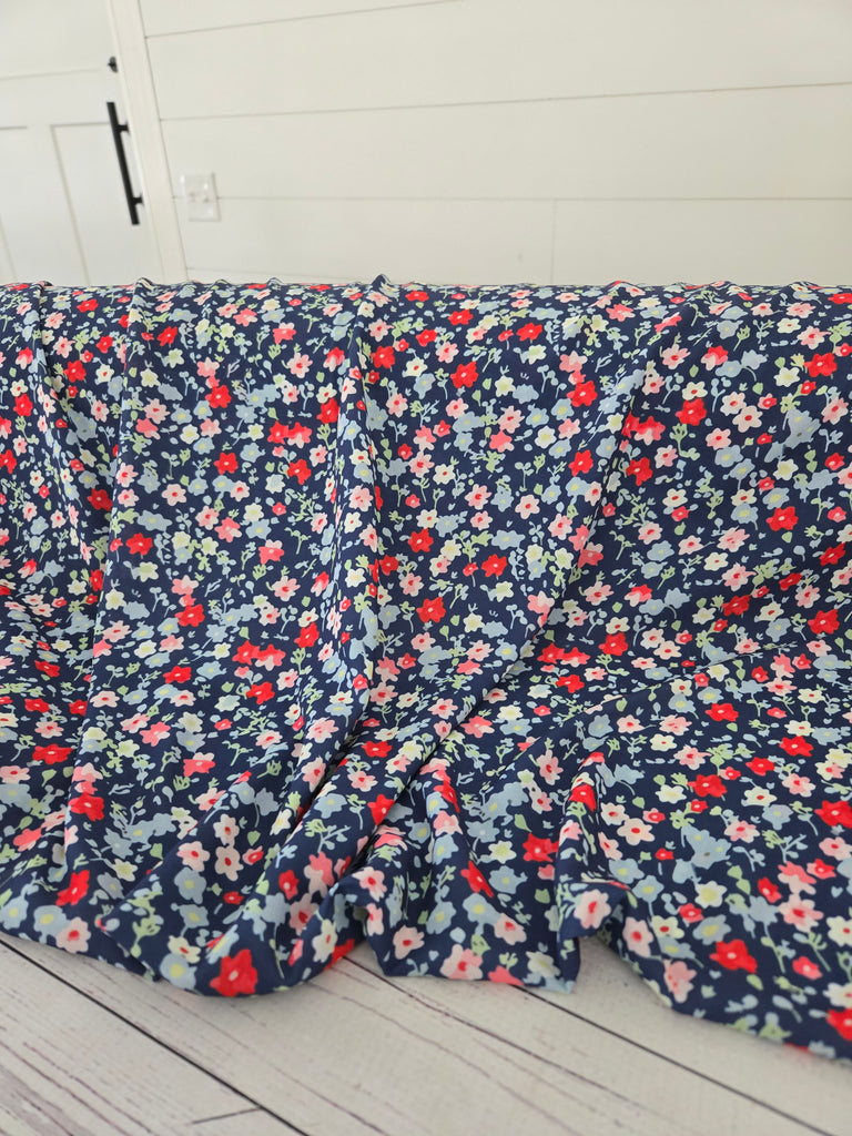 Navy Bright Petite Floral Print {by the half yard} – Alyssa May Design