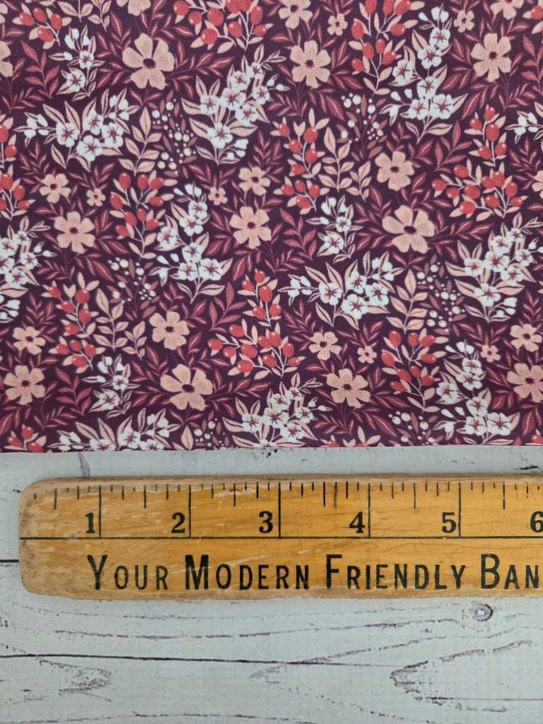 Burgundy Ditzy Floral {by the half yard} – Alyssa May Design