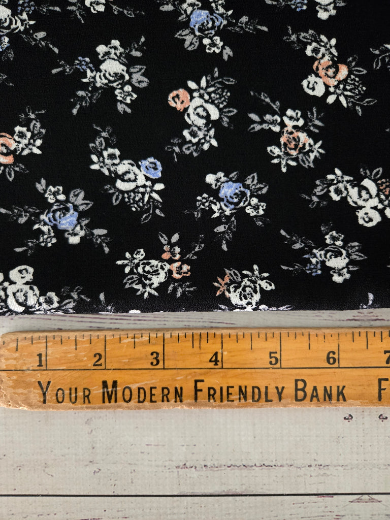 Petite Black Floral Woven Poly {by the half yard} – Alyssa May Design