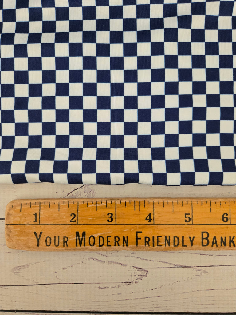 Bright Navy Checkerboard Print Double Brushed Poly (DBP) Knit {by the ...