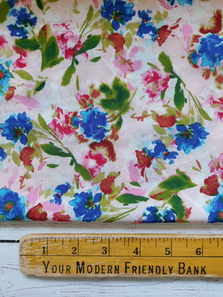 Blue & Pink Floral Polyester {by the half yard} – Alyssa May Design